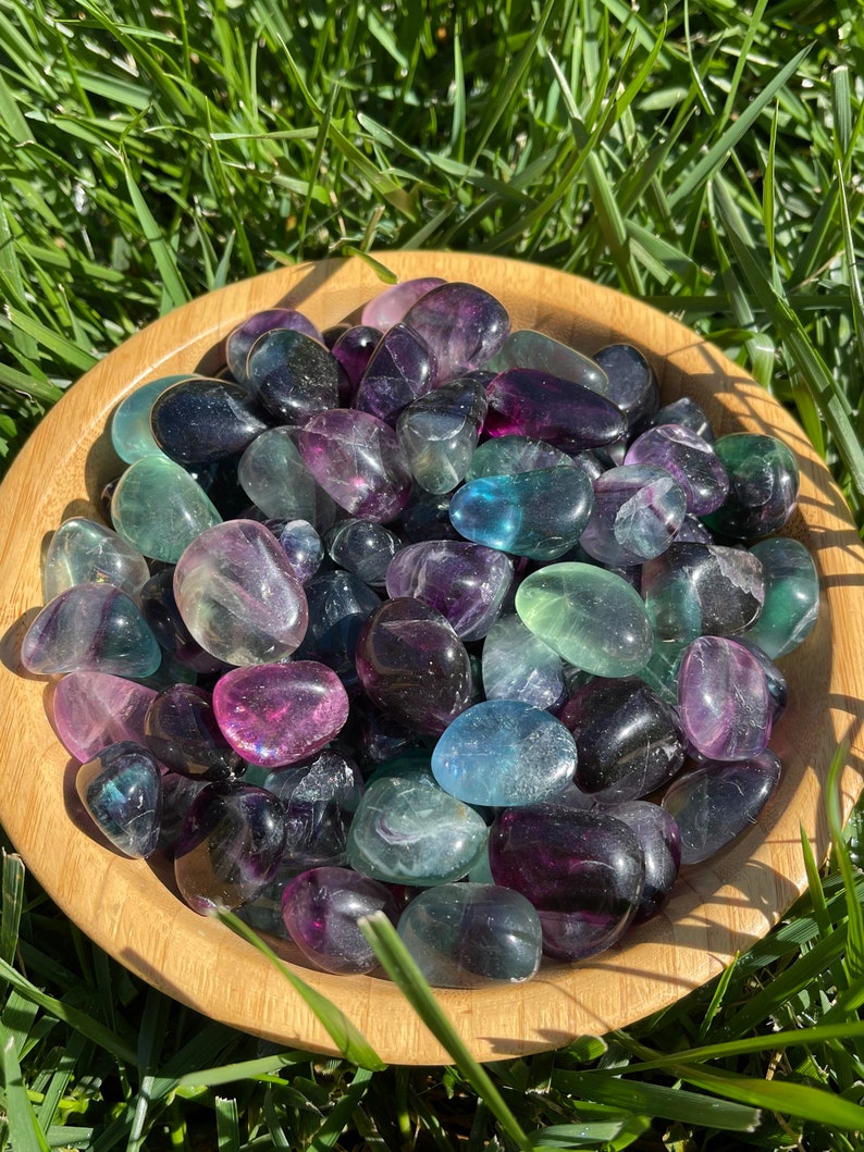 1 Oz Fluorite Tumbled Stones Mixed Color Fluorite Healing - Etsy