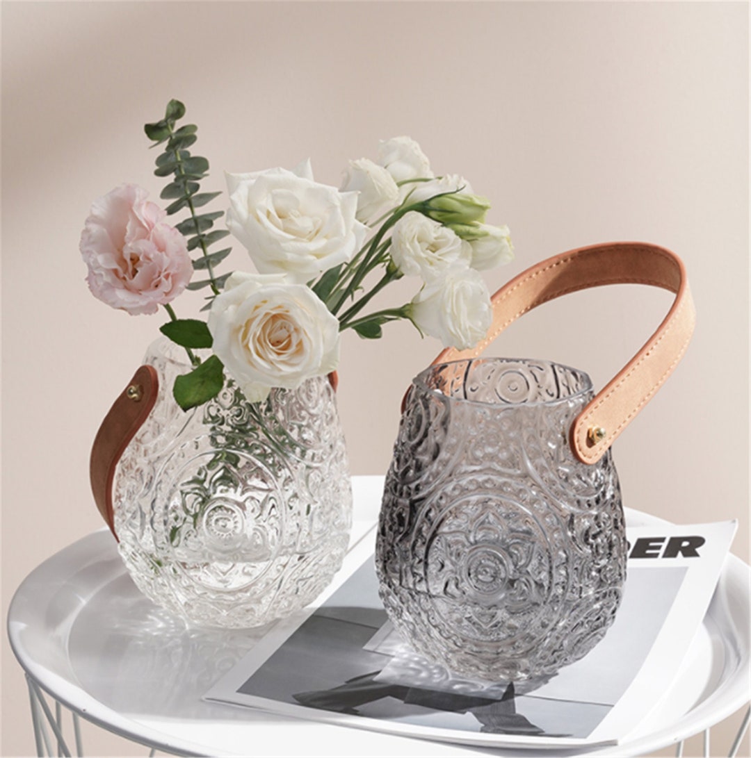 Creative Embossed Glass Vasetransparent Vase With - Etsy