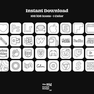 Ios 14 Icons White App Icons 108 Icons 1 Color White - Etsy