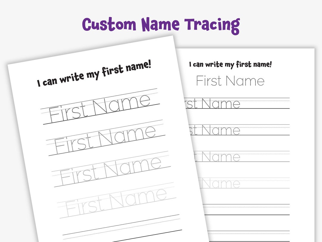 Custom Name Tracing Worksheet, Preschool and Kindergarten (PDF) - Etsy