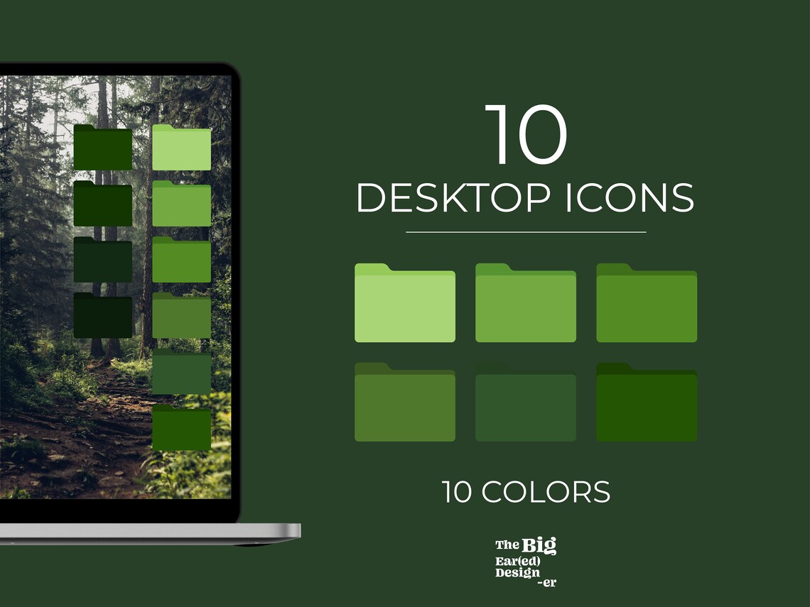 Aesthetic Green Desktop Folder Icons Pack MacOS and Windows | Etsy