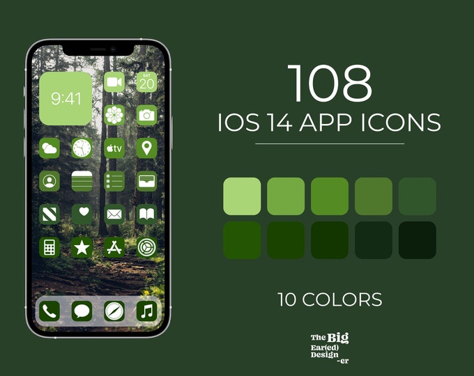 Ios 14 Icons Green App Icons 108 Icons 10 Colors Green App Icons Aesthetic Ios Home Screen Pack ...