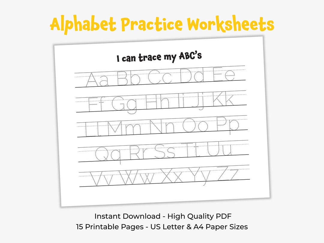 Alphabet Tracing Sheet, Handwriting Practice Sheet, A-Z Letters ...