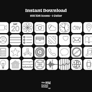 Ios 14 Icons White App Icons 108 Icons 1 Color White - Etsy