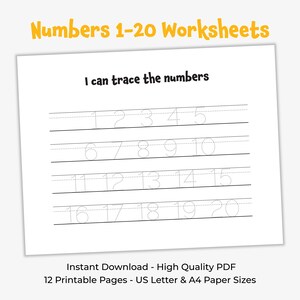 Numbers 1-20 Practice Worksheet, Handwriting Practice Sheet, Numbers 1 ...