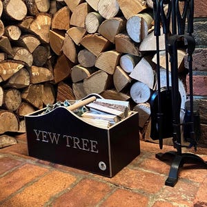 Personalised Wooden Kindling Box, Fireside Wood Storage, Fire Stick ...