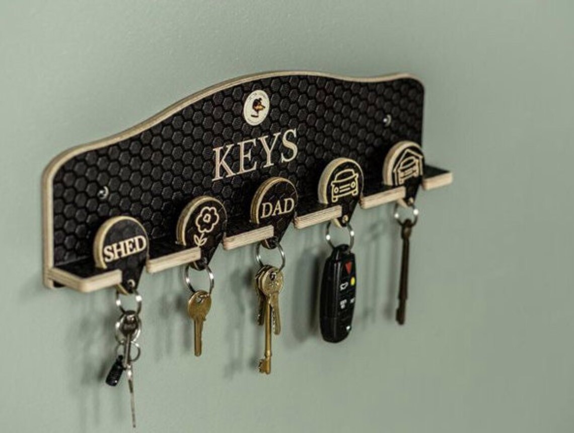 Key Rack Set Including 5 Keyrings Key Hooks Key Storage Key - Etsy