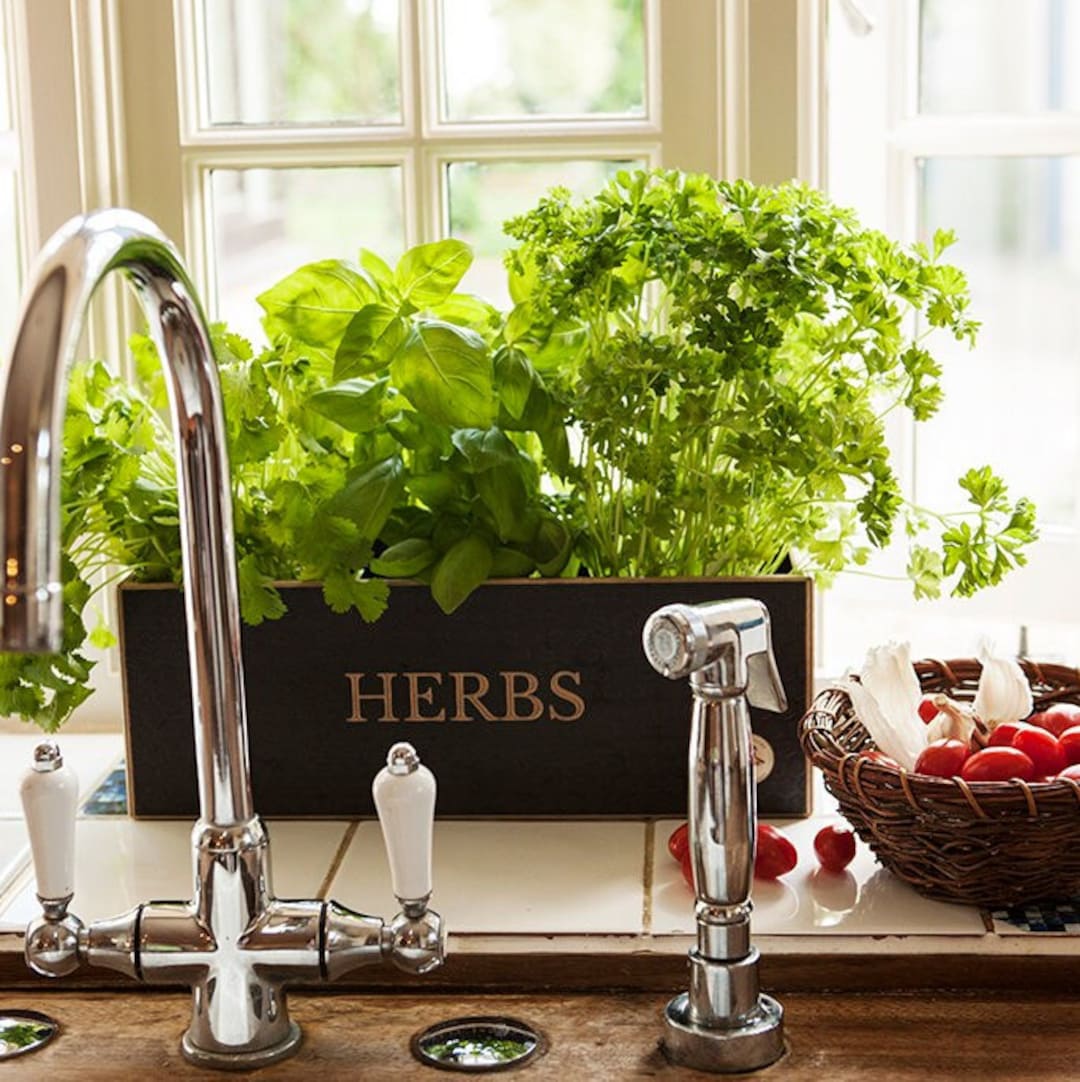 Windowsill Herb Garden, Herb Planter Kit, Indoor Herb Planter, Window ...