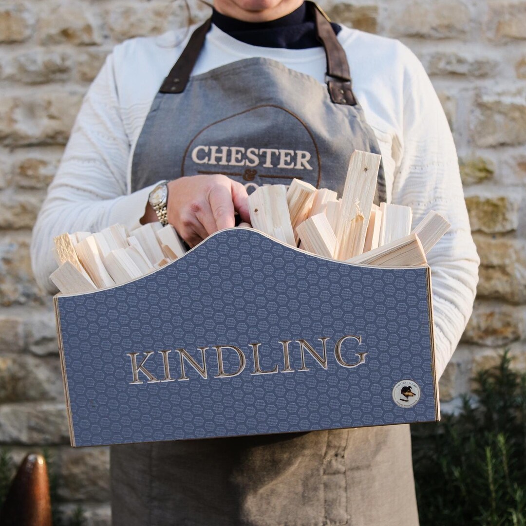 Personalised Wooden Engraved Kindling Box, Custom Strong Brown Country ...