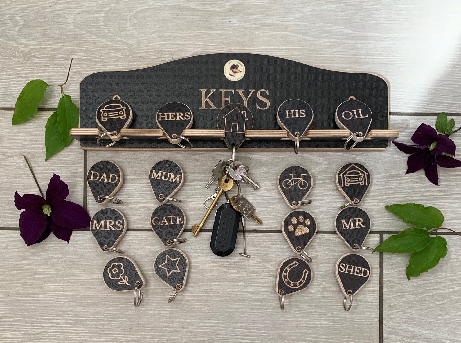 Key Rack Set Including 5 Keyrings Key Hooks Key Storage Key - Etsy