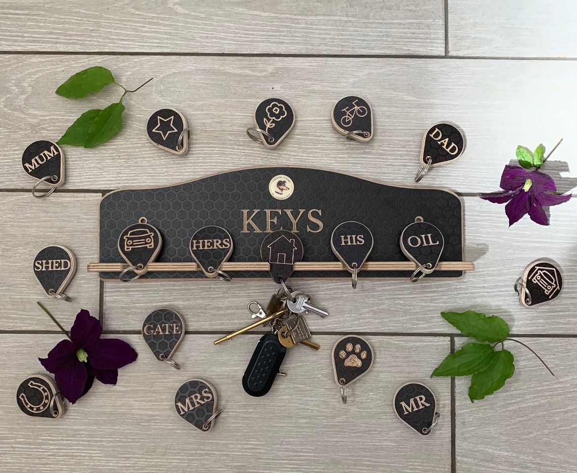 Key Rack Set Including 5 Keyrings Key Hooks Key Storage Key - Etsy