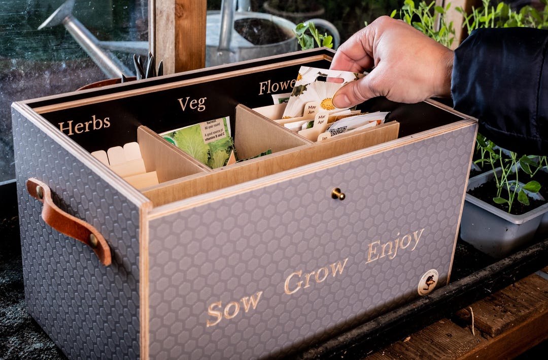 Seed Organiser, Seed Box & Organiser Gift Set, Seed Storage Box ...