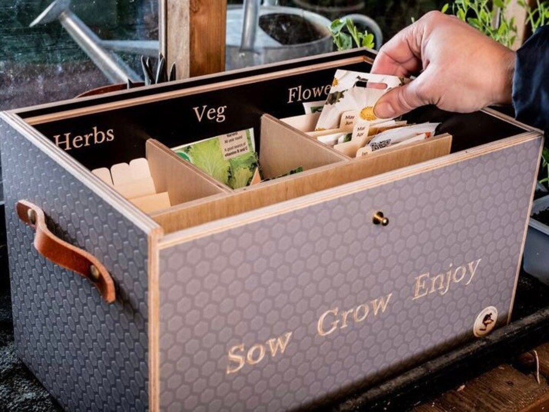 Seed Organiser, Seed Box & Organiser Gift Set, Seed Storage Box ...