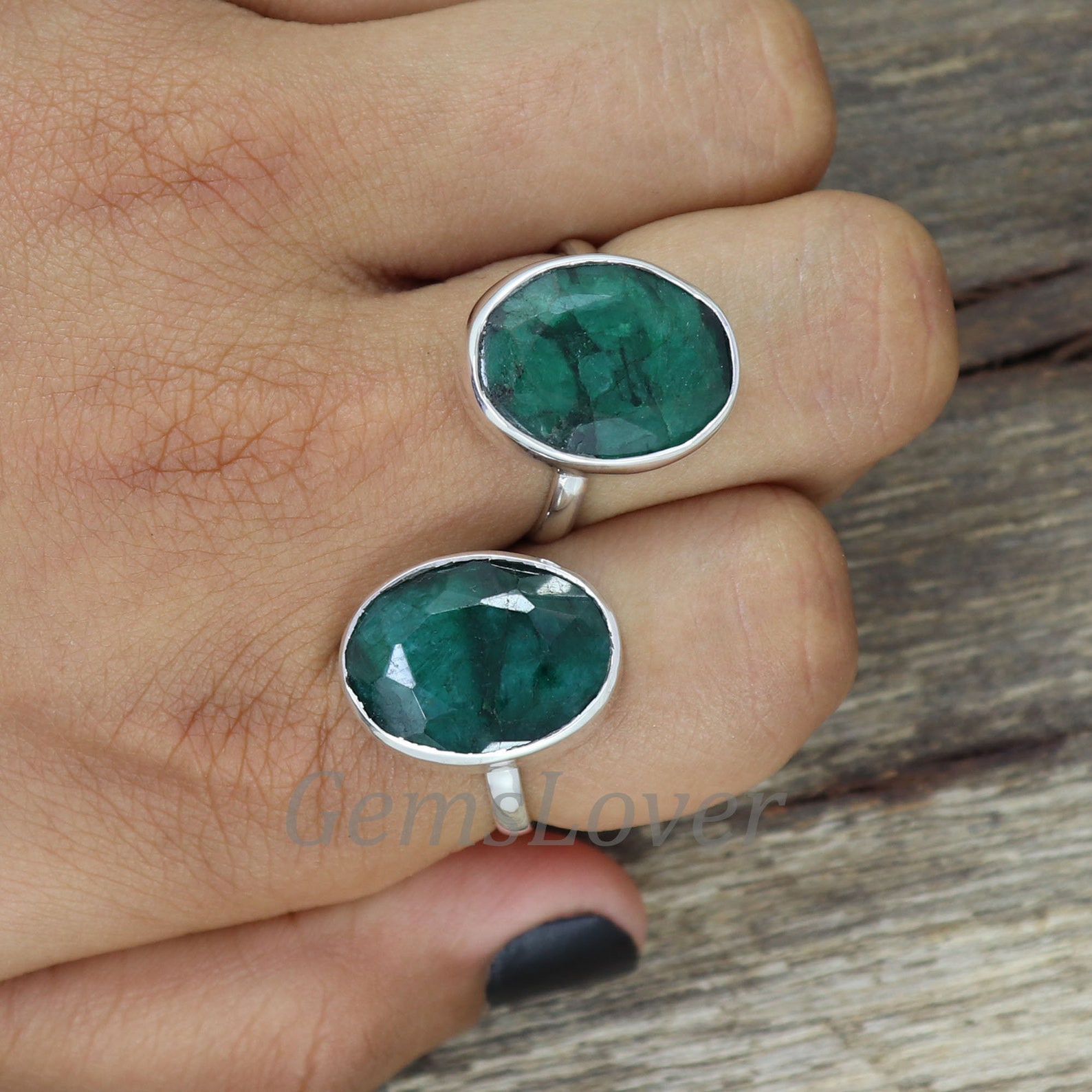 Emerald Corundum Ring Corundum Gemstone Ring Sterling Silver | Etsy