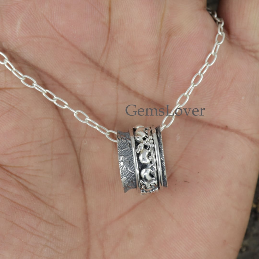 Sterling Silver Spinner Ring Necklace: Wide Band Dual Use Pendant - Etsy