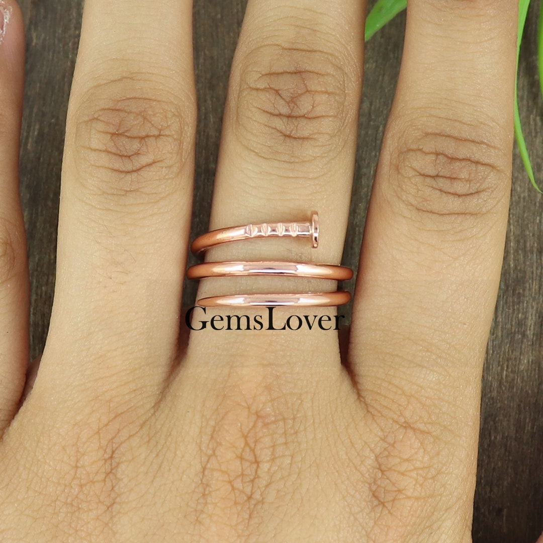 Copper Double Band Ring, Hammered Ring, Copper Warp Ring, Handmade ...