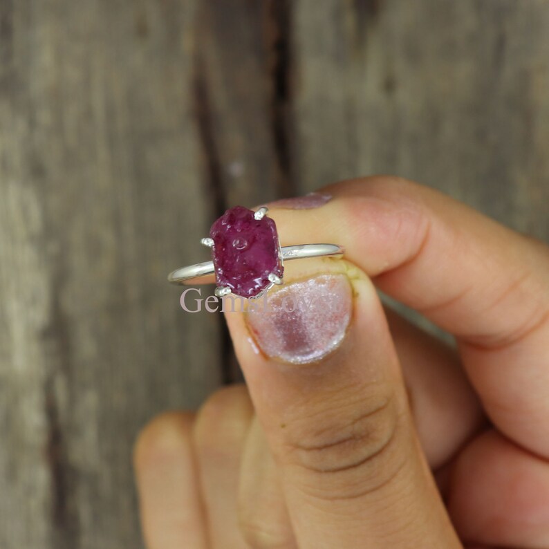 Raw Ruby Ring July Birthstone Ring Sterling Silver Ring - Etsy
