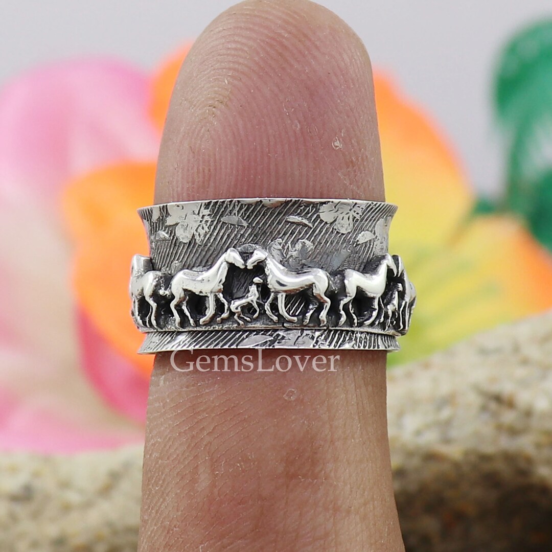 Horse Animal Spinner Ring, Thumb Spinner Ring, Spinner Ring, 925 Silver ...