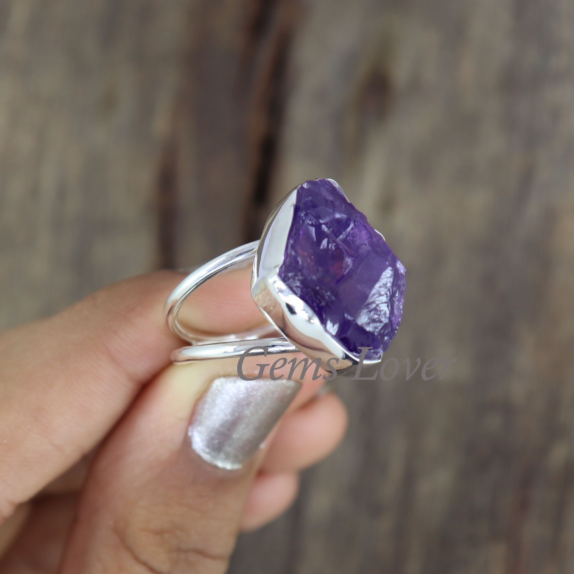 Uncut Amethyst Ring
