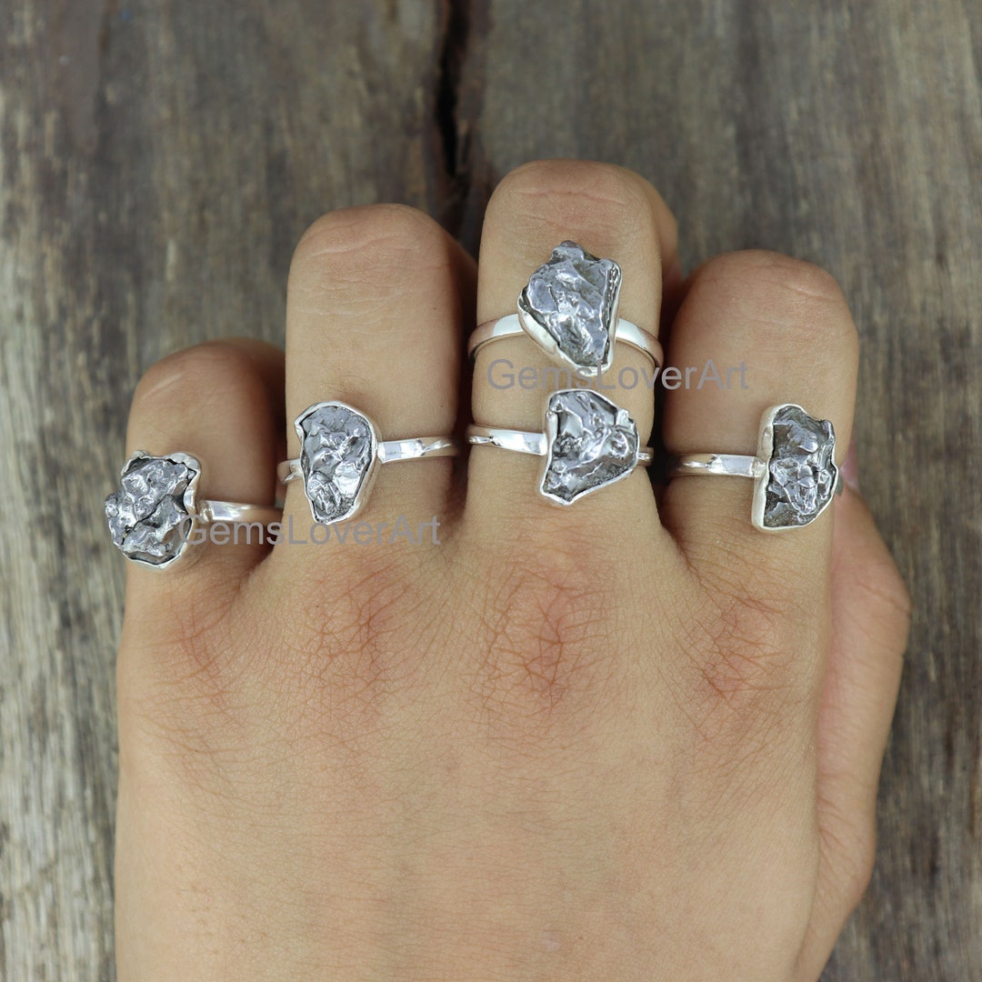 Natural Meteorite Ring, 925 Sterling Silver Ring, Campo Del Cielo Ring ...