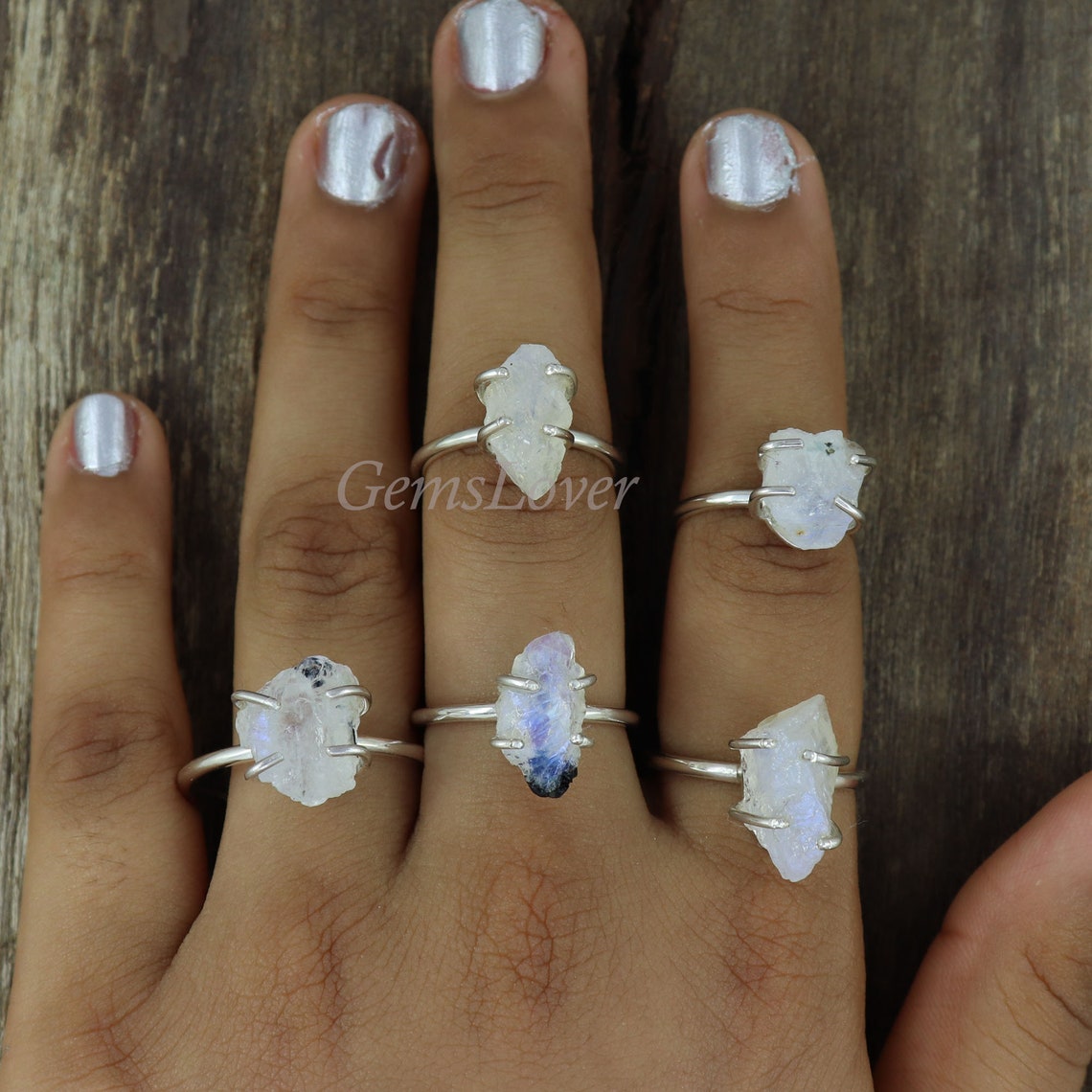 Raw Rainbow Moonstone Ring Raw Gemstone Ring Boho Ring - Etsy