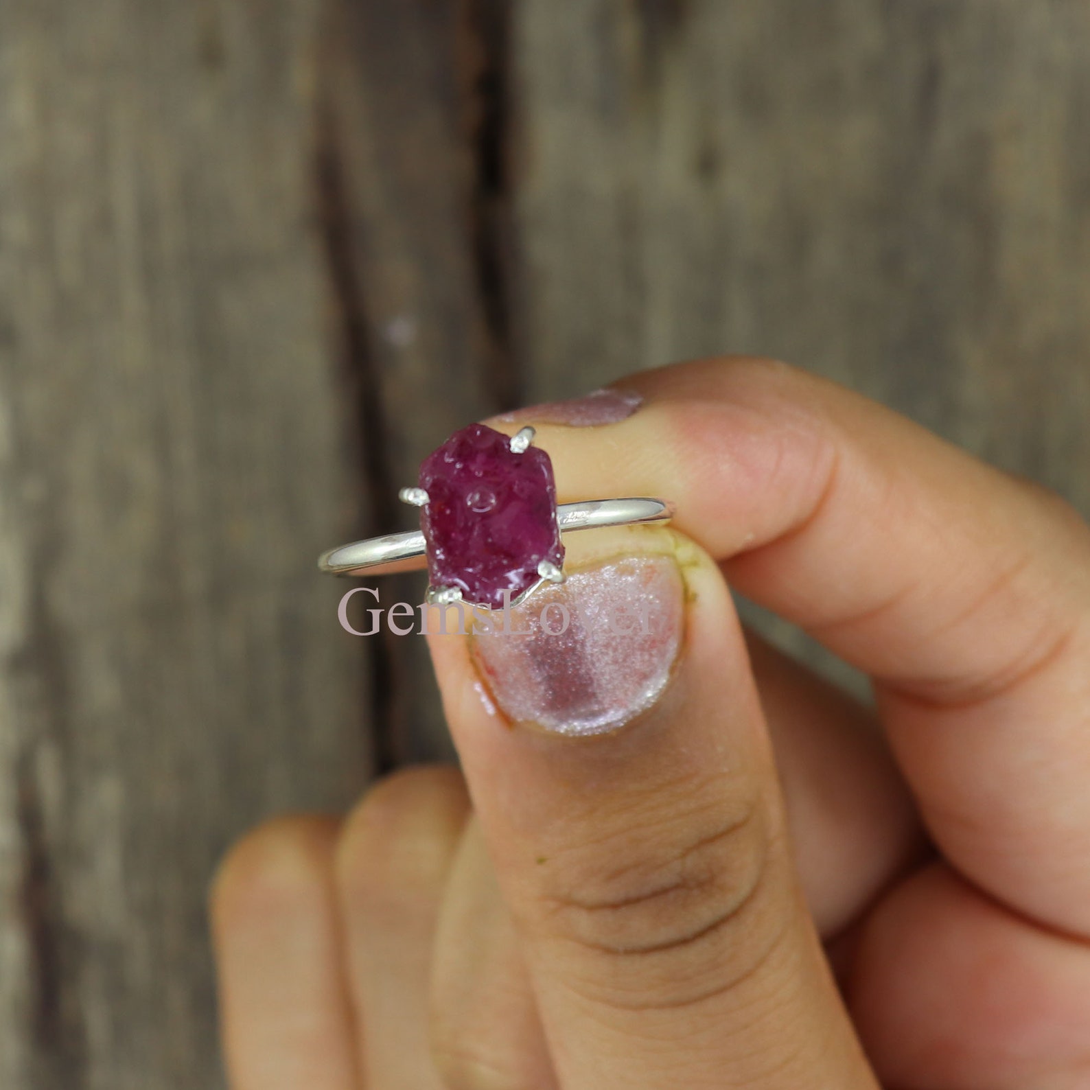 Raw Ruby Ring July Birthstone Ring Sterling Silver Ring - Etsy