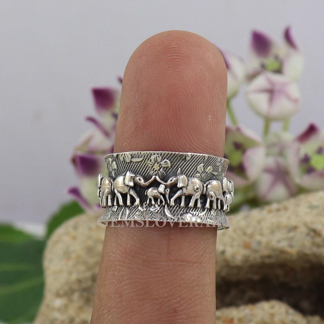 Elephant Spinner Ring: 925 Sterling Silver Boho Thumb Ring - Etsy