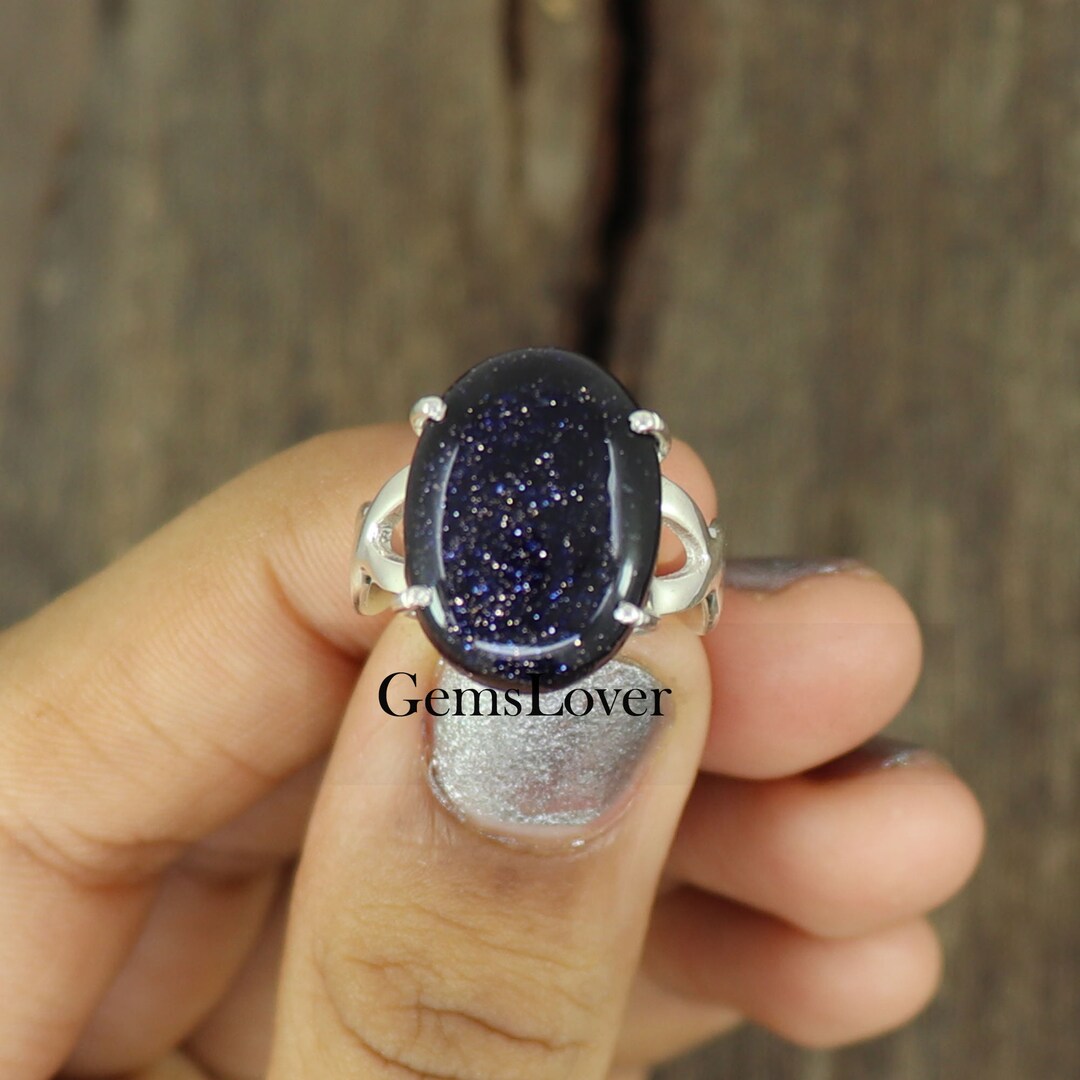 Blue Sun Sitara Ring, 925 Sterling Silver Ring, Healing Stone Ring ...