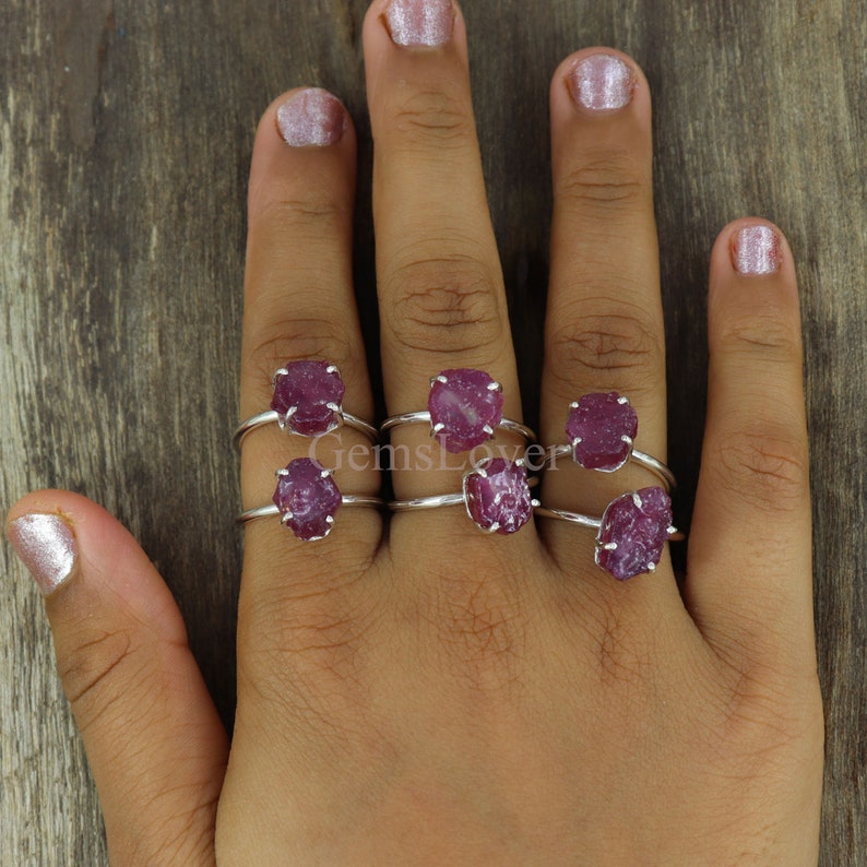 Raw Ruby Ring July Birthstone Ring Sterling Silver Ring - Etsy