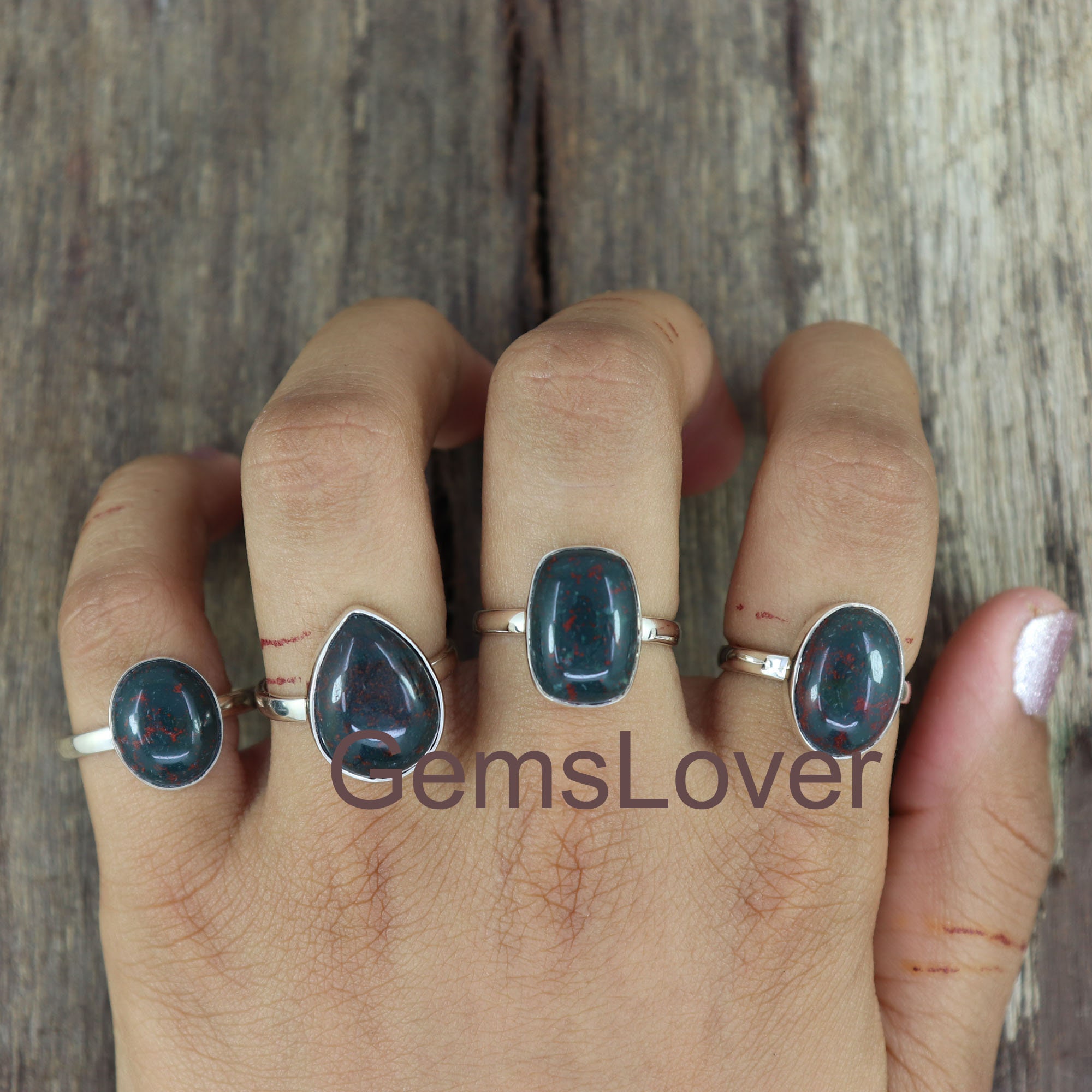 Blood Stone Ring Sterling Silver Ring Women Ring Bohemian | Etsy