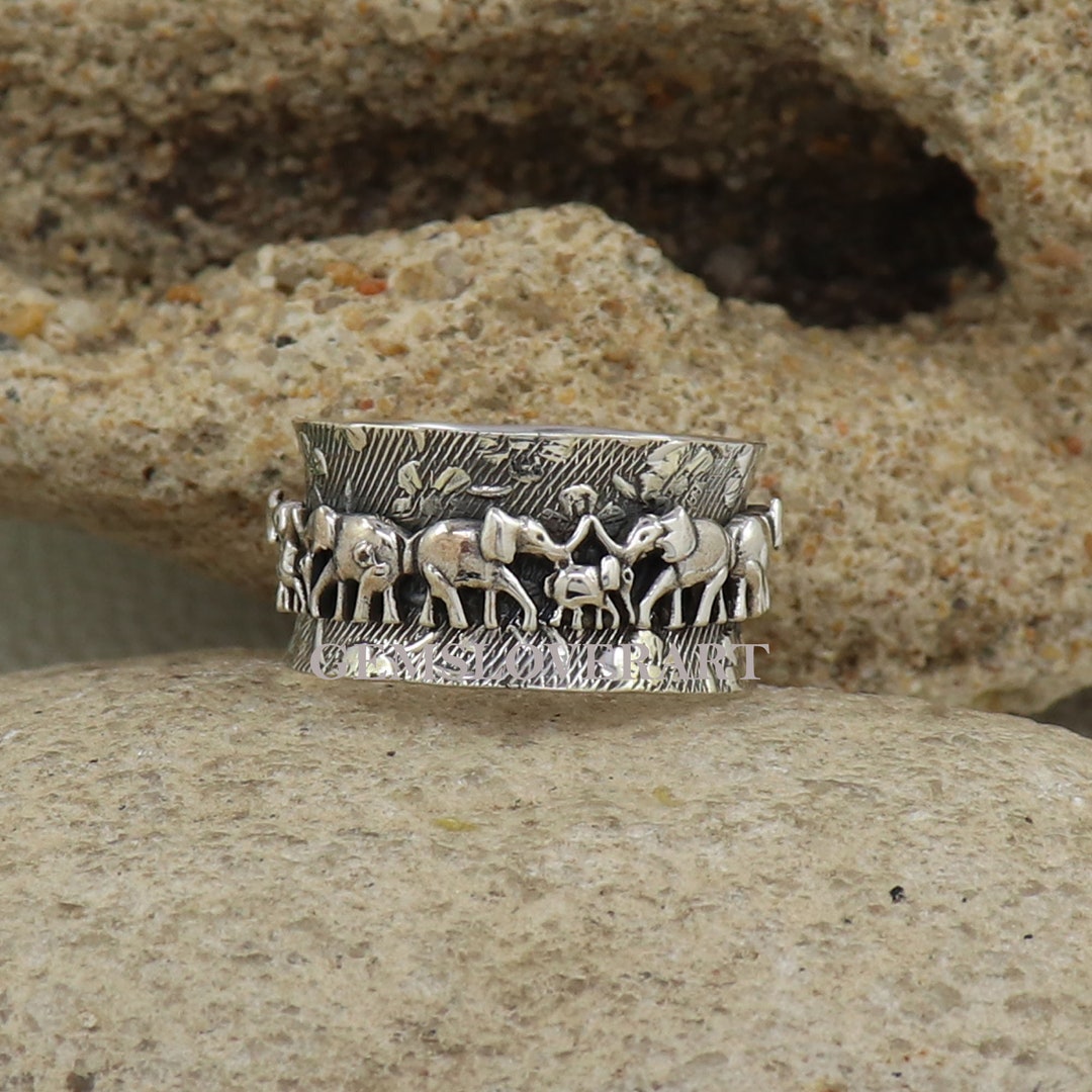 Elephant Spinner Ring: 925 Sterling Silver Thumb Ring - Etsy