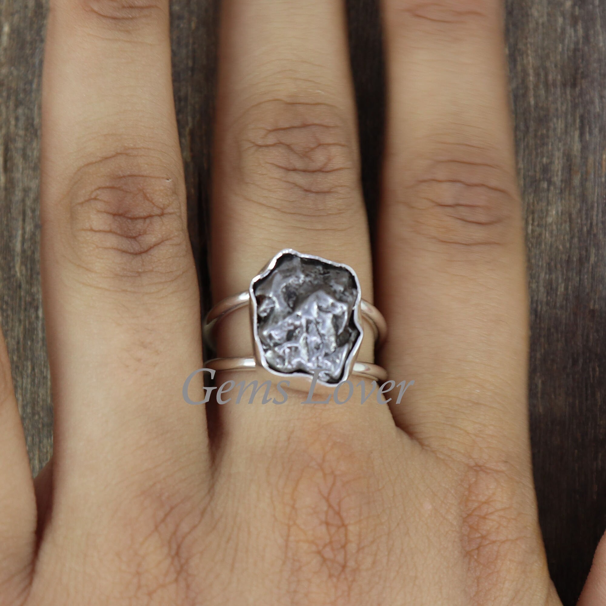Natural Raw Meteorite Ring 925 Sterling Silver Ring Everyday - Etsy