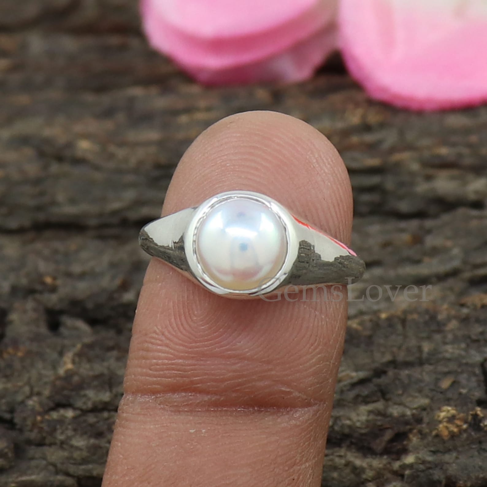 Natural Pearl Signet Ring 925 Solid Sterling Silver Ring - Etsy