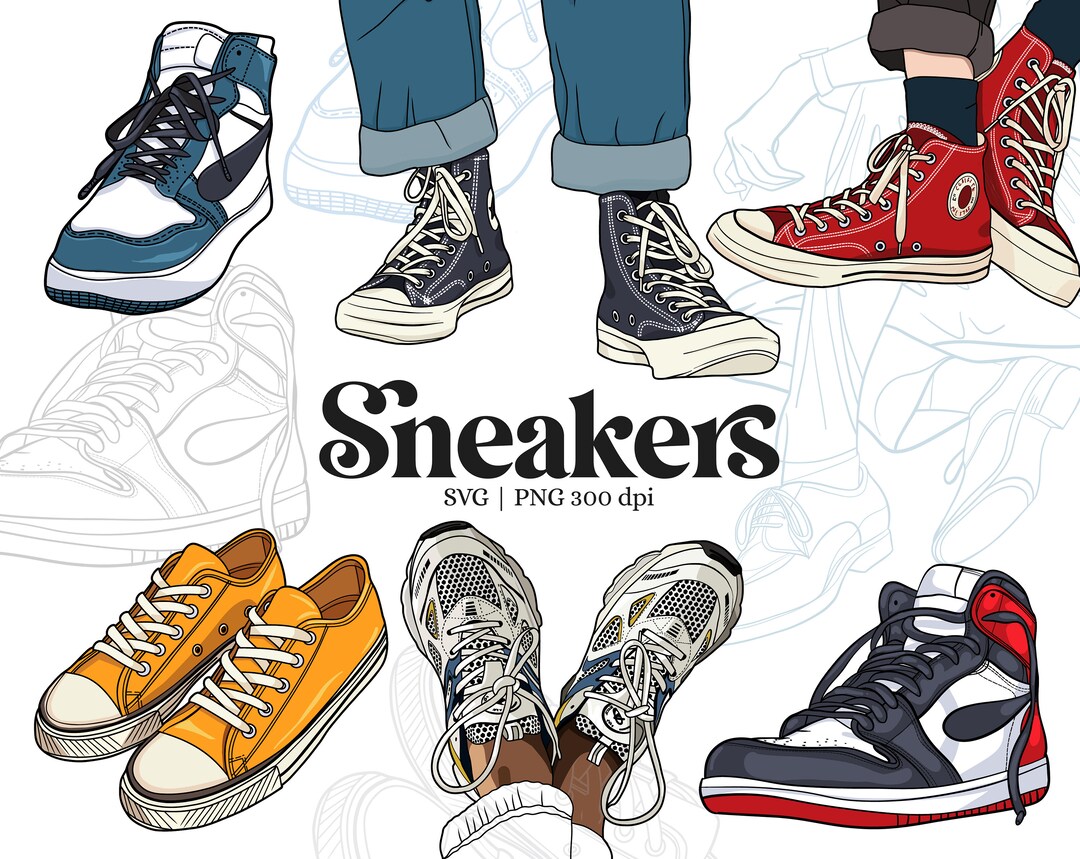 Sneakers SVG Bundle – Basketball, Running & Walking Shoe Clipart PNG ...