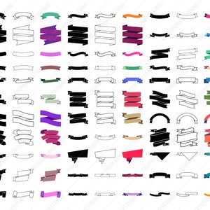 Ribbon Clipart Bundle SVG, Banner Header, Stitched Ribbons Clipart ...