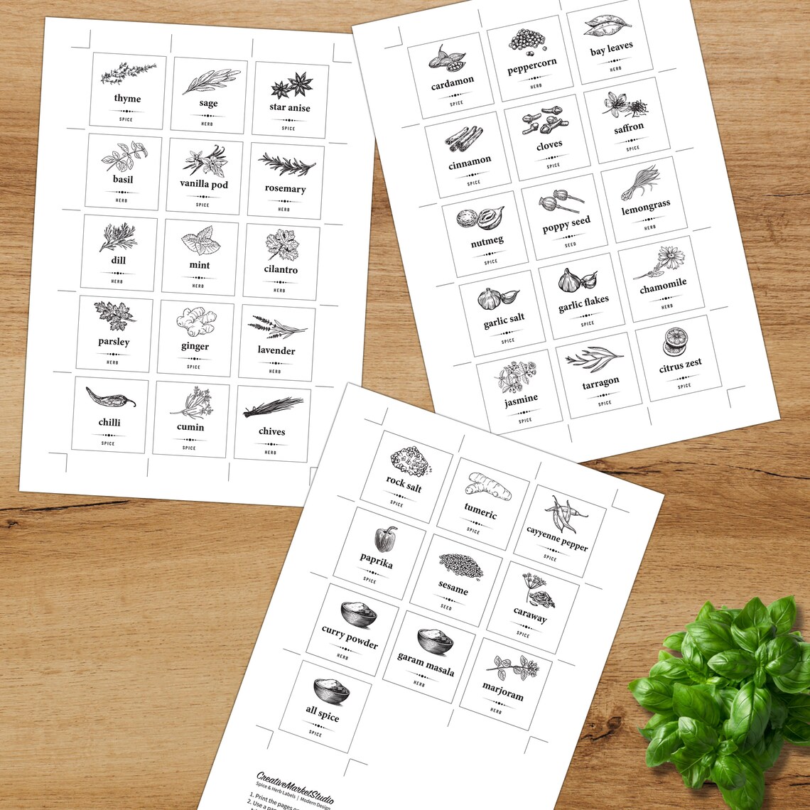 Printable Spice Jar Labels Modern Minimalist Spice Jar Label Template ...