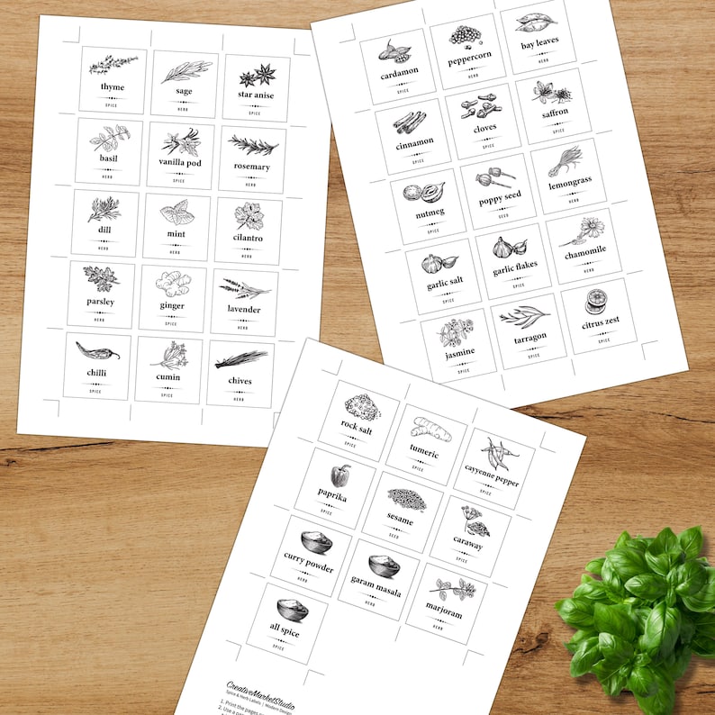 Printable Spice Jar Labels Modern Minimalist Spice Jar Label - Etsy Canada