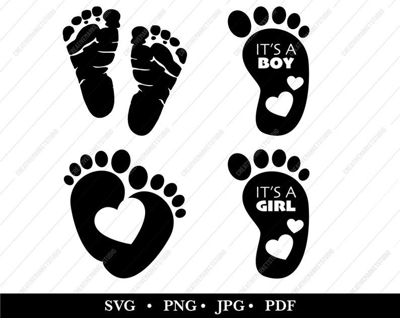 Baby Footprint SVG & PNG: Instant Download for Baby Shower, Nursery ...