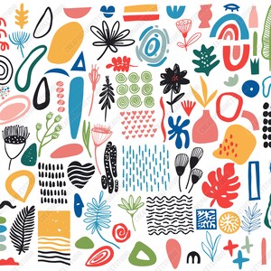 Abstract Floral Organic Shapes Clipart Bundle, Matisse Style, Plant ...