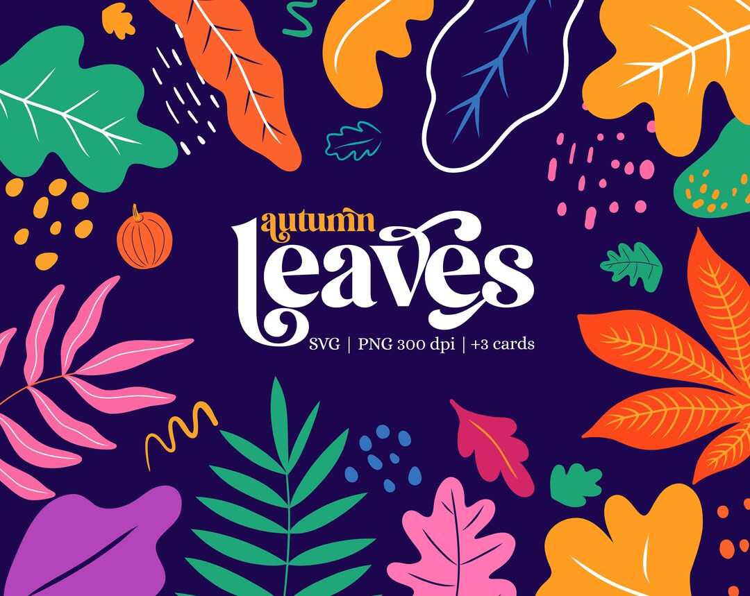 Fall Leaves Clipart Bundle – Hand-drawn Autumn Foliage SVG PNG for ...