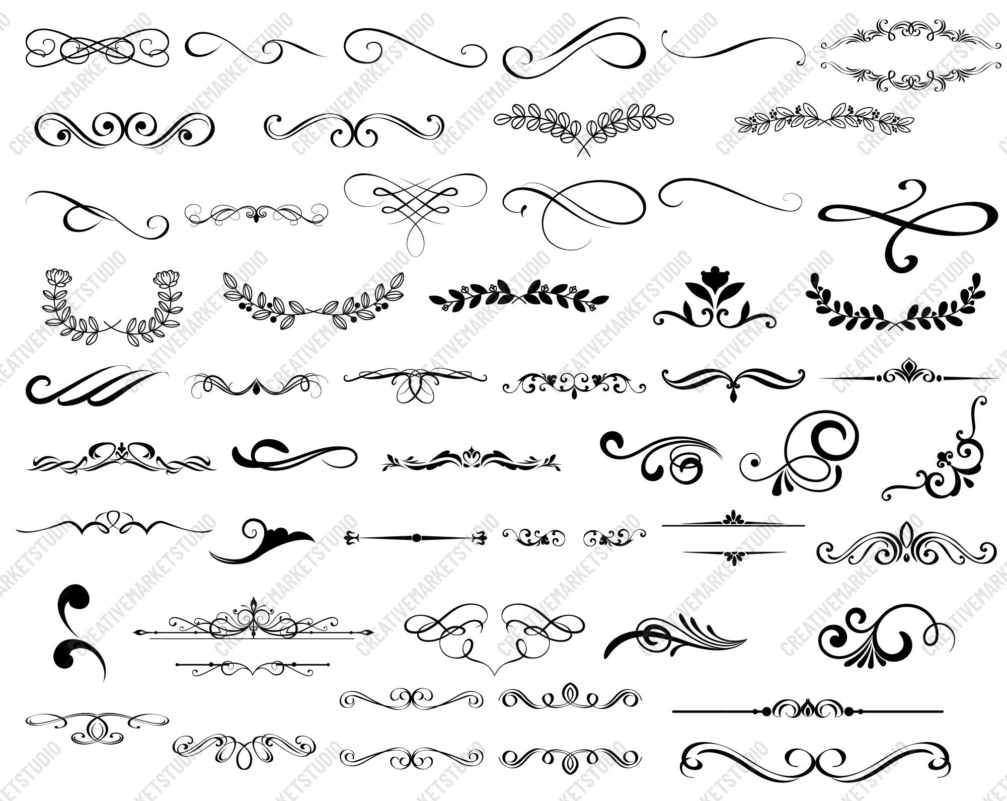 Decorative Elements SVG, Text Dividers, Decorative Art Bundle, Wedding ...