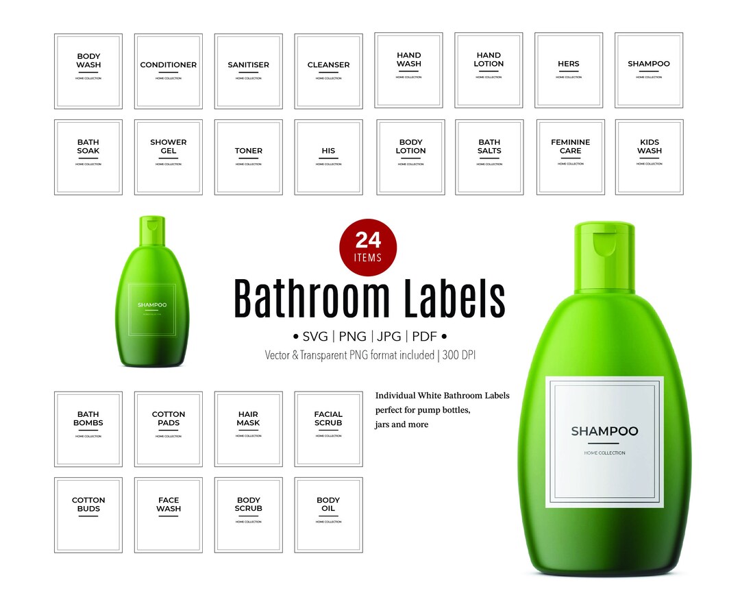 Bathroom Label Modern Storage, Minimalist Printable Organisation Labels ...