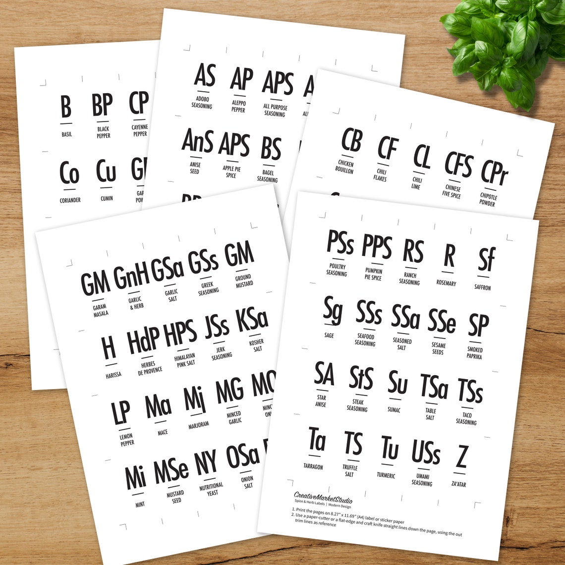 Spice Labels minimalist Design, Modern Spice Labels, Pantry Labels ...