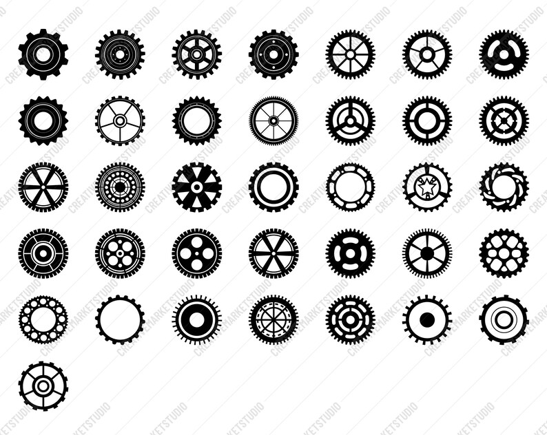 Gears SVG Bundle, Cut Files for Cricut, Clipart, Silhouette, Steel ...