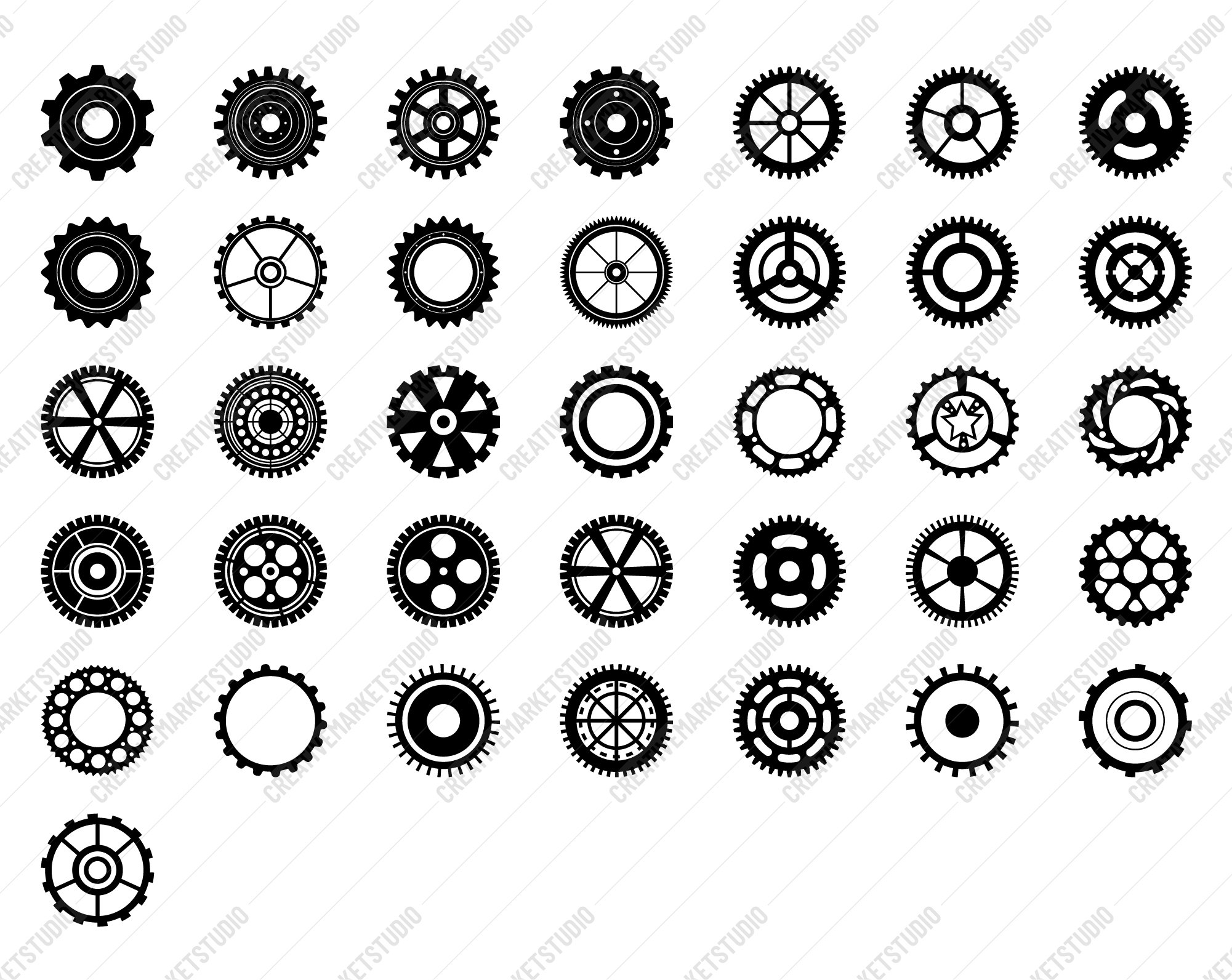 Gears SVG Bundle, Cut Files for Cricut, Clipart, Silhouette, Steel ...