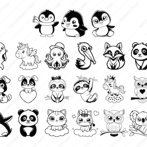 Kawaii Animals SVG Clipart Bundle - Cute Adorable Animal Designs for ...