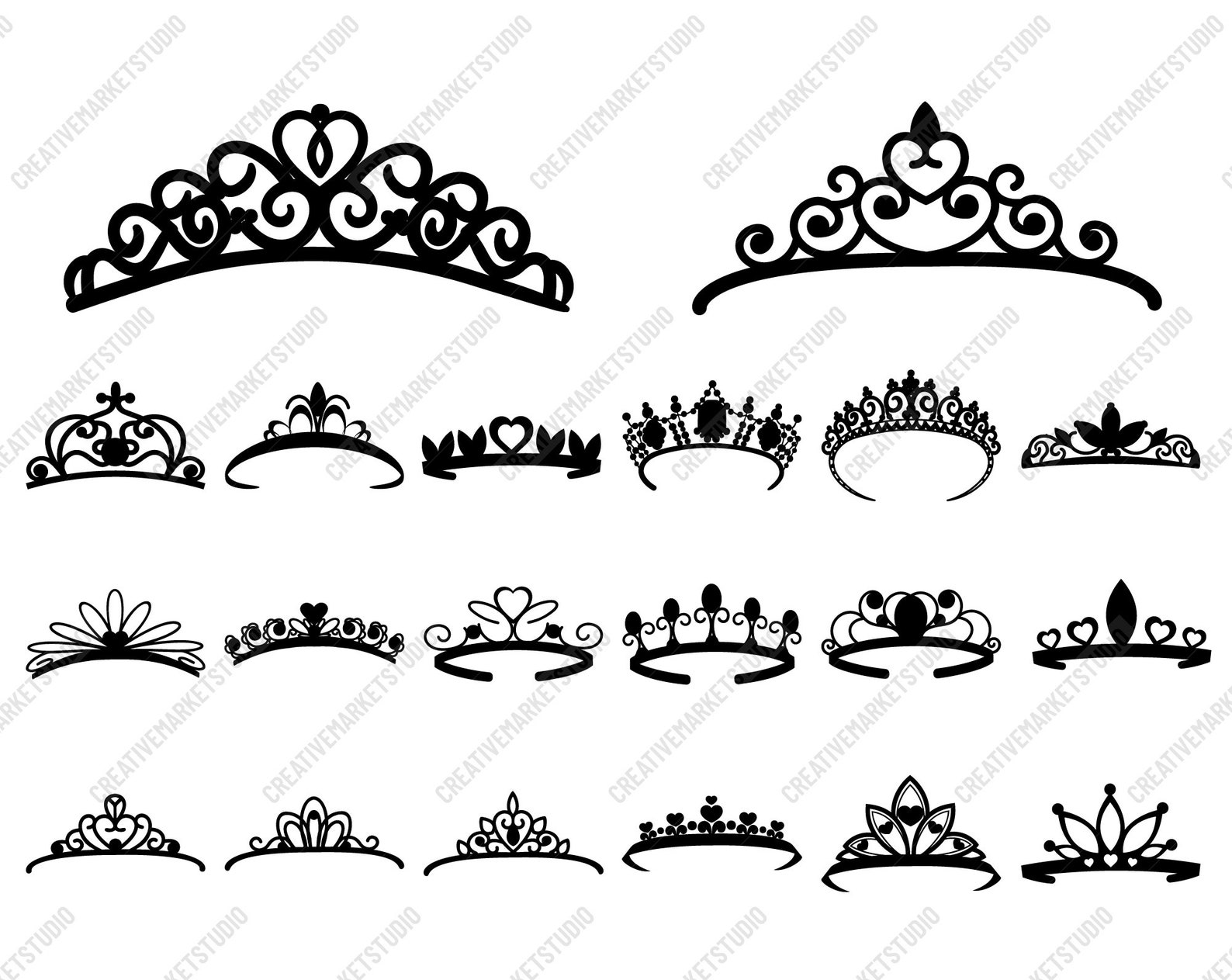 Royal Crown SVG – Queen and Princess Tiara Clipart PNG PDF for Party ...