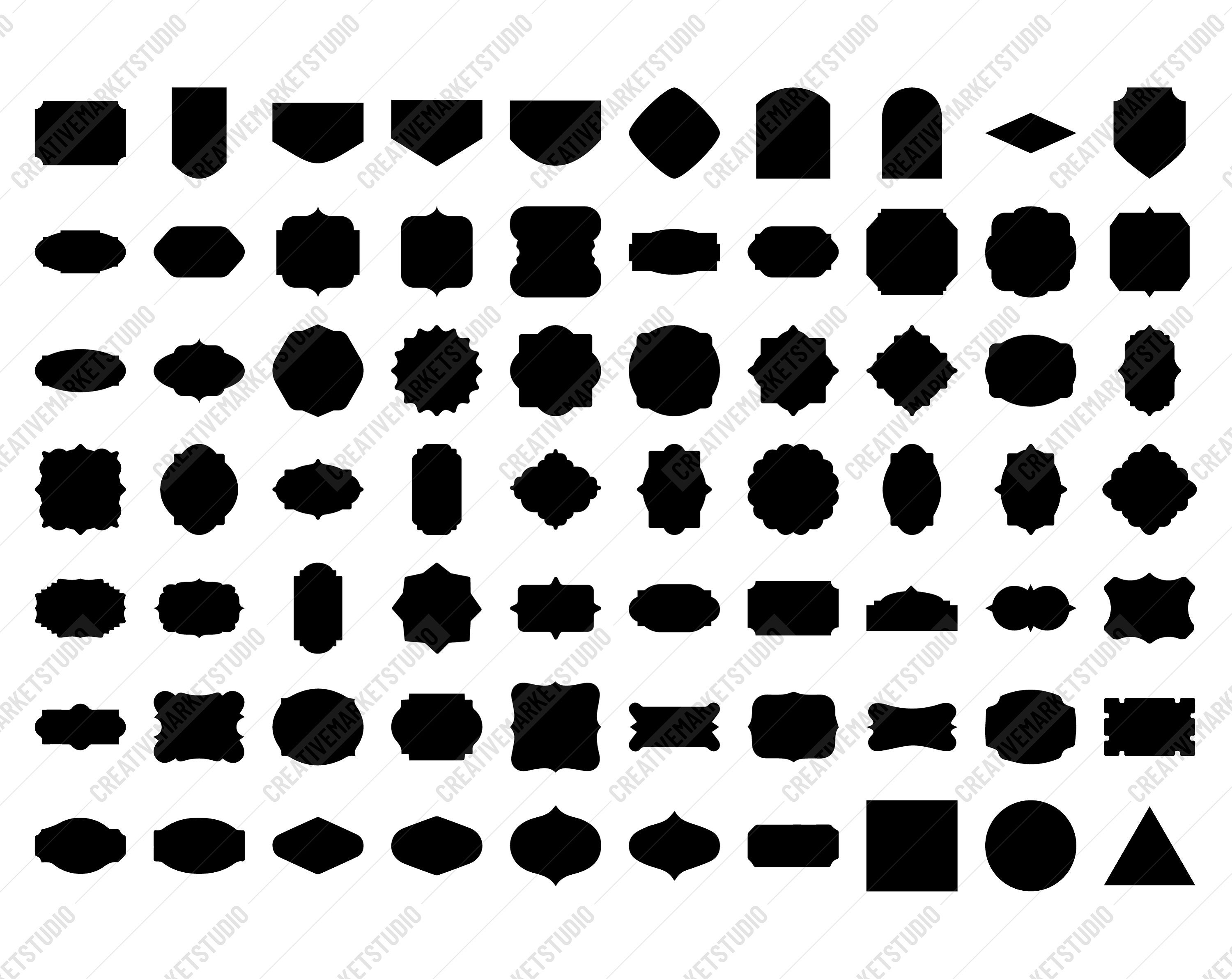 Basic Shape SVG Bundle, Frames, Tags, Labels, Banners Clipart ...