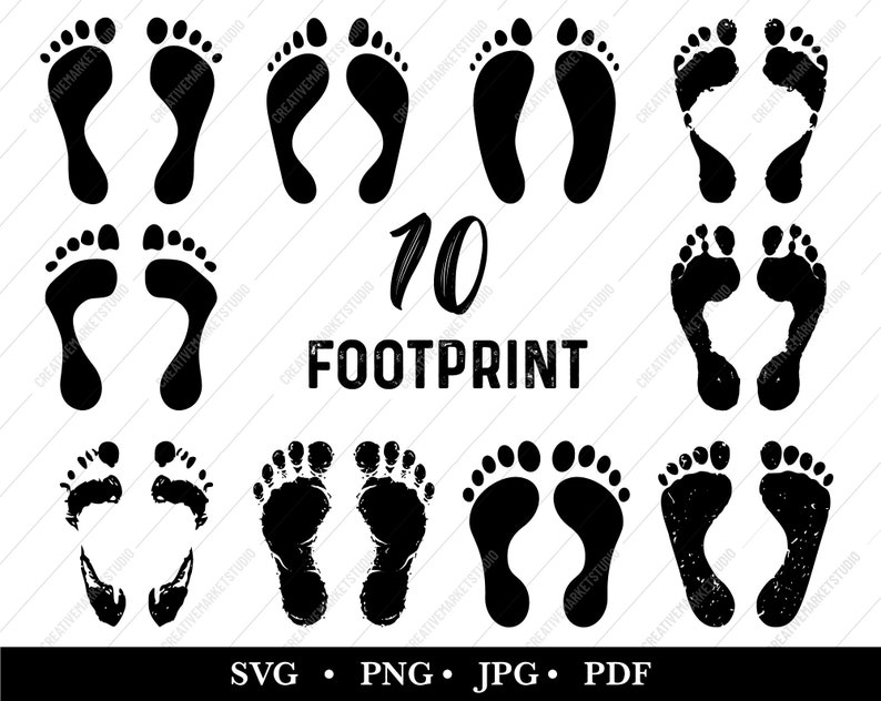 Footprint SVG Bundle Human & Women's Foot, Walking Images, Digital ...