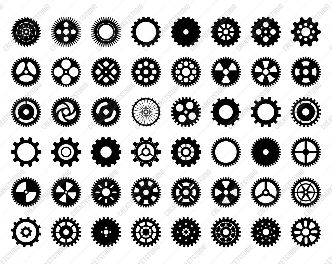 Gears SVG Bundle – Industrial Sprocket Clipart PNG for Crafts and DIY ...